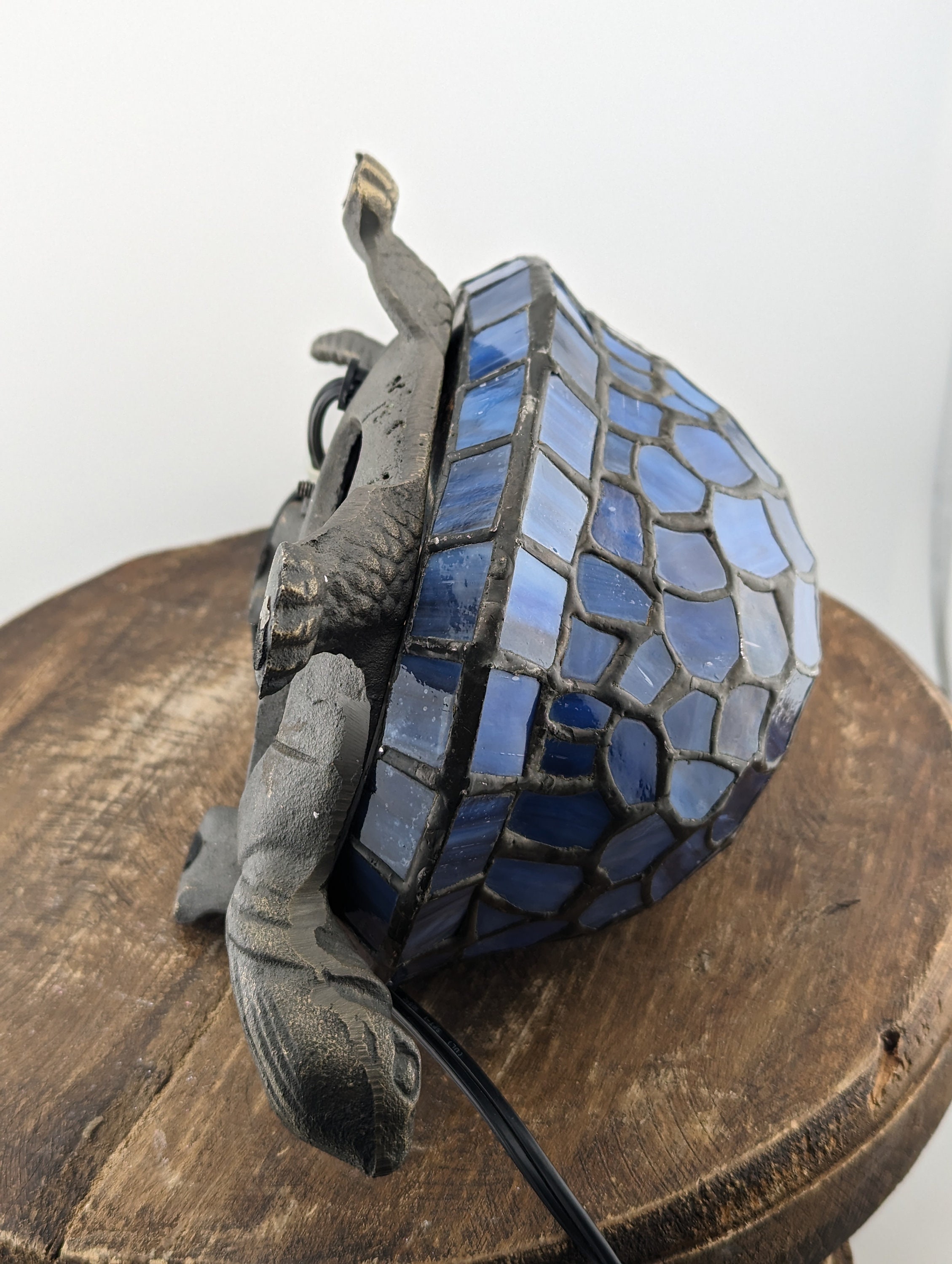 Tiffany Style Good Condition Light Dark Blue Turtle Tortoise Lamp ...