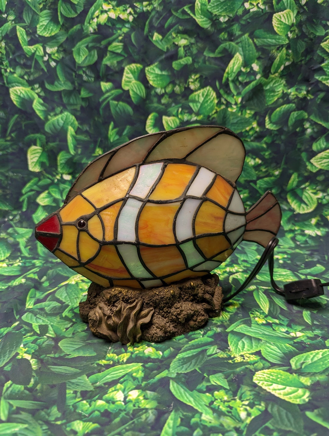 Very Good Vintage Condition Tiffany Style Fish Night Light Lamp Orange ...