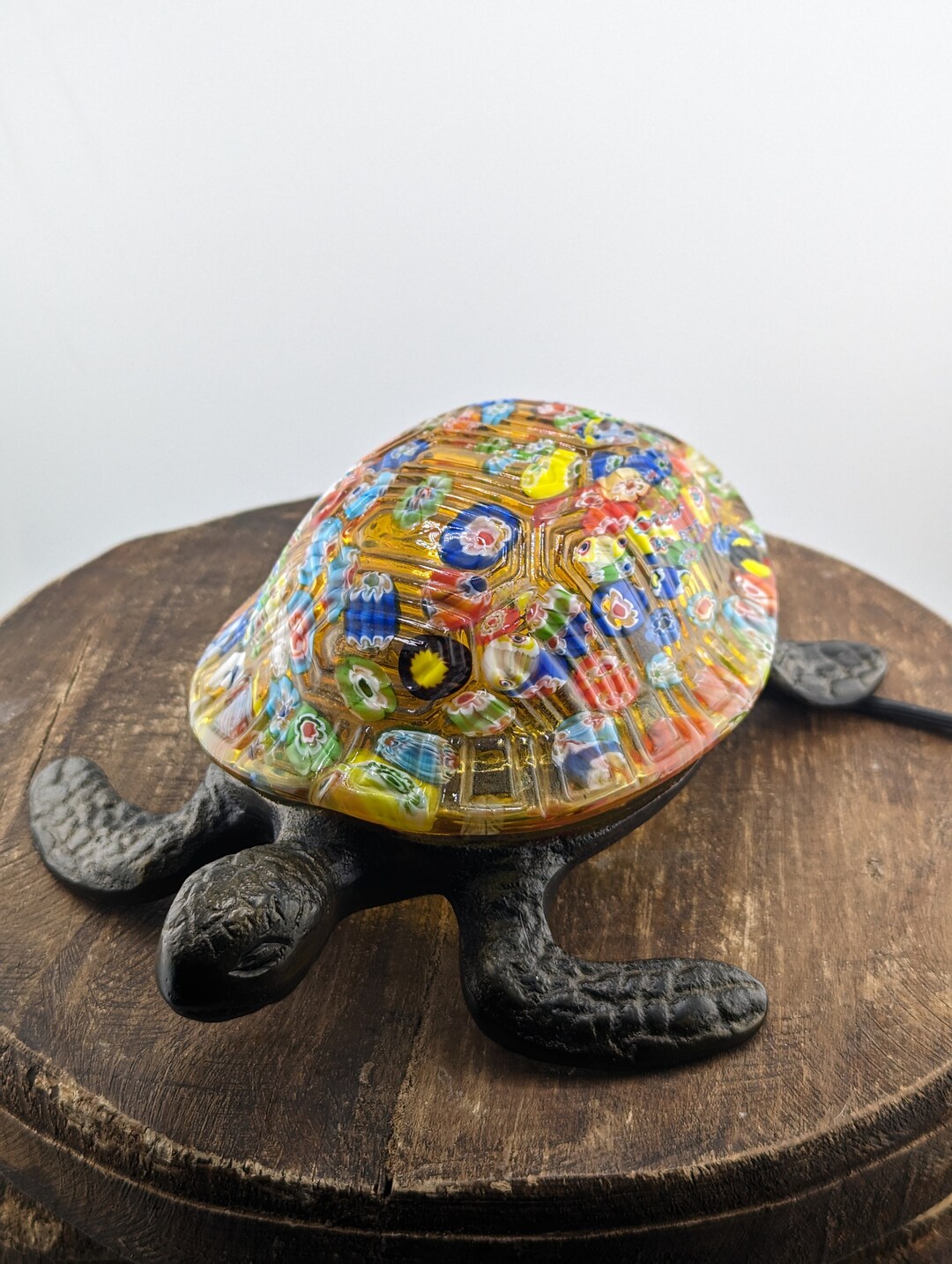 Tiffany Style Excellent Condition Vintage Millefiori Style Turtle Lamp ...