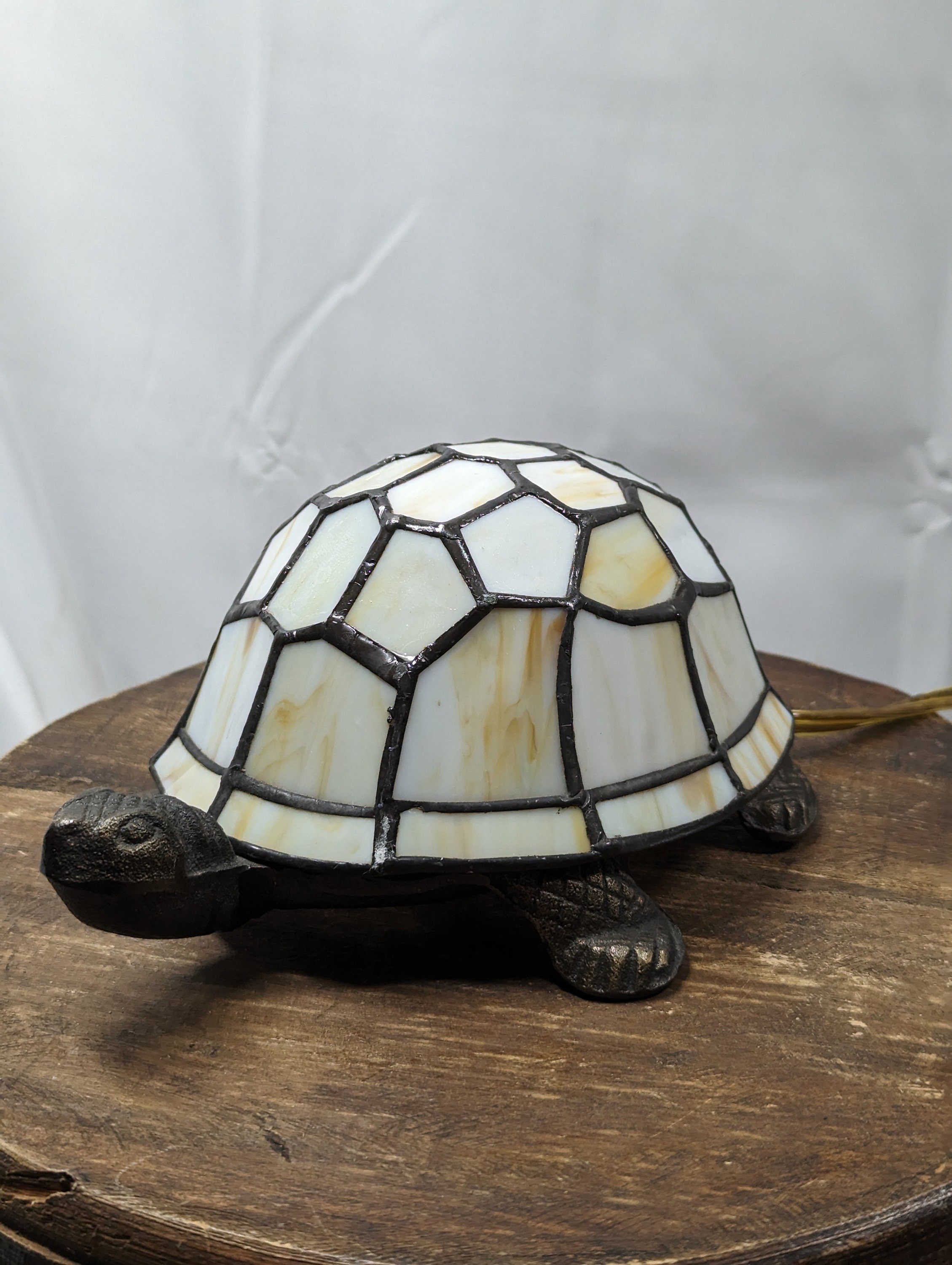 Tiffany Style Turtle Tortoise White Tan Cream Beige Lamp Accent Night ...