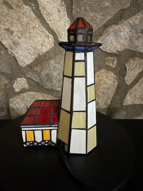 Very Good Tiffany Style Light House Lighthouse Accent Table - Etsy