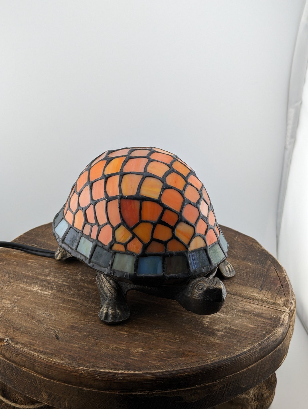 Tiffany Style Turtle Tortoise Yellow Orange Red Blue Green Lamp Accent ...