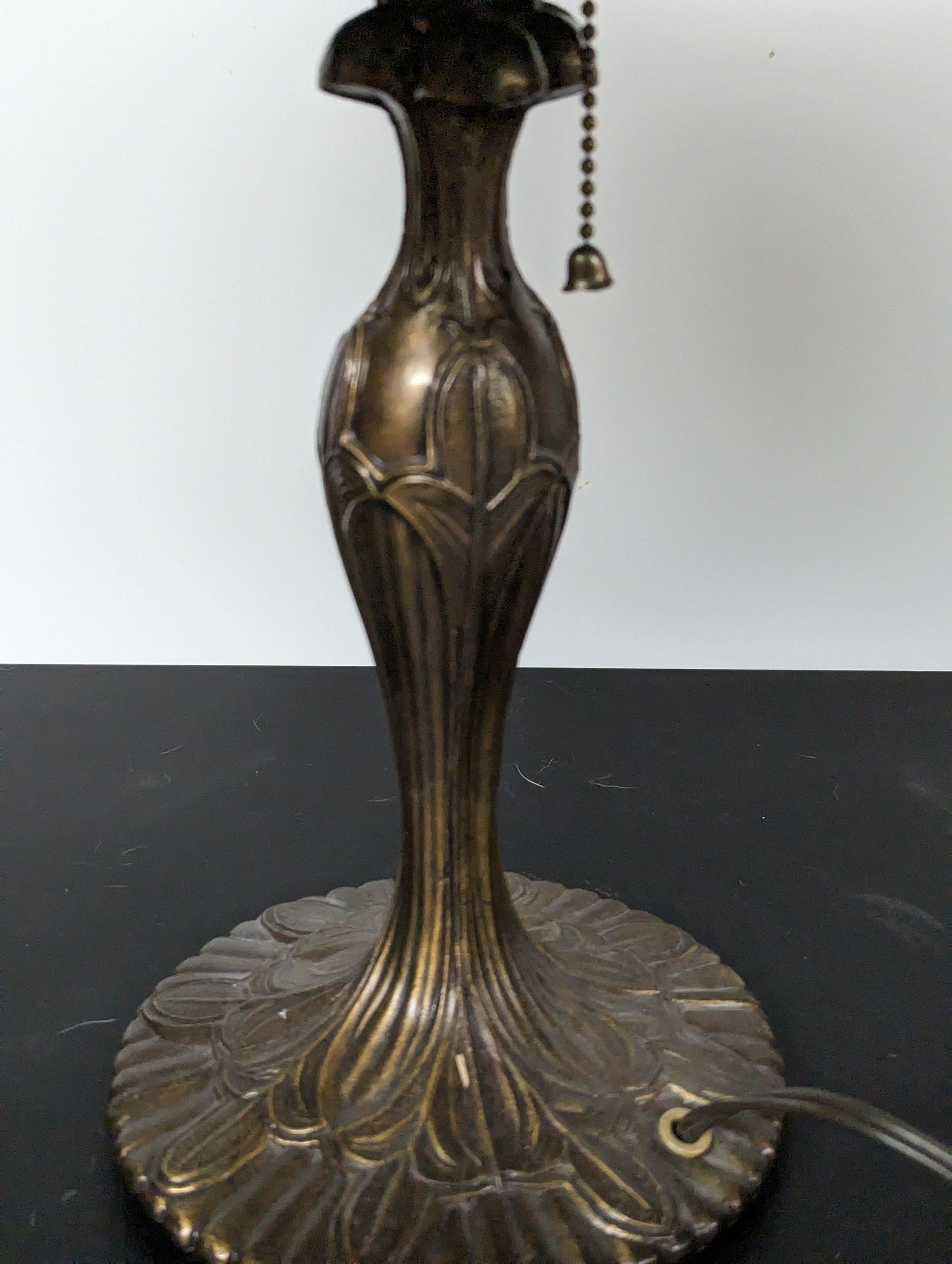 Excellent Condition Tiffany Style Tulip Flower Lamp Green Pink Yellow ...