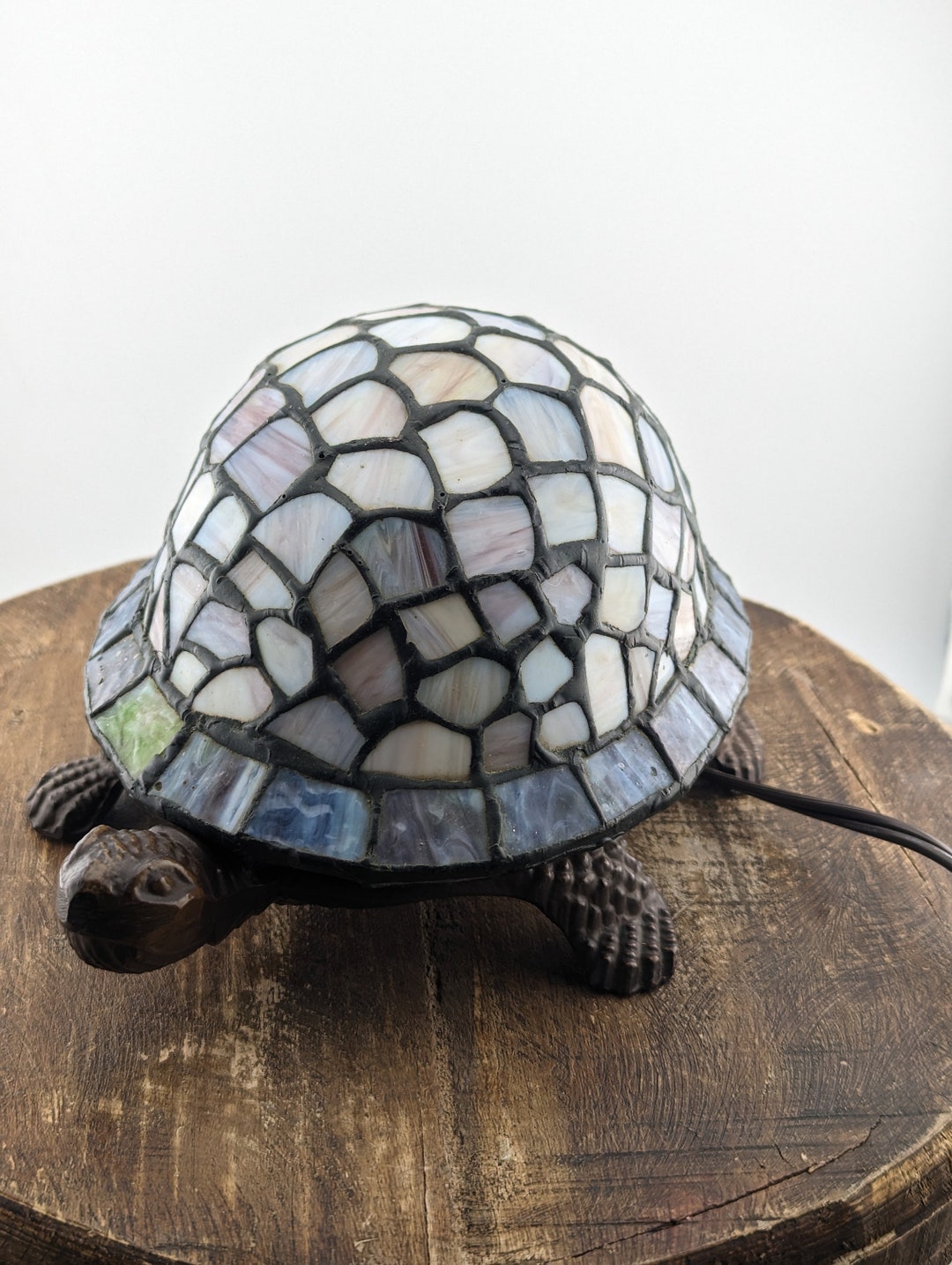 Good Condition Tiffany Style Turtle Tortoise Blue White Ivory Beige ...