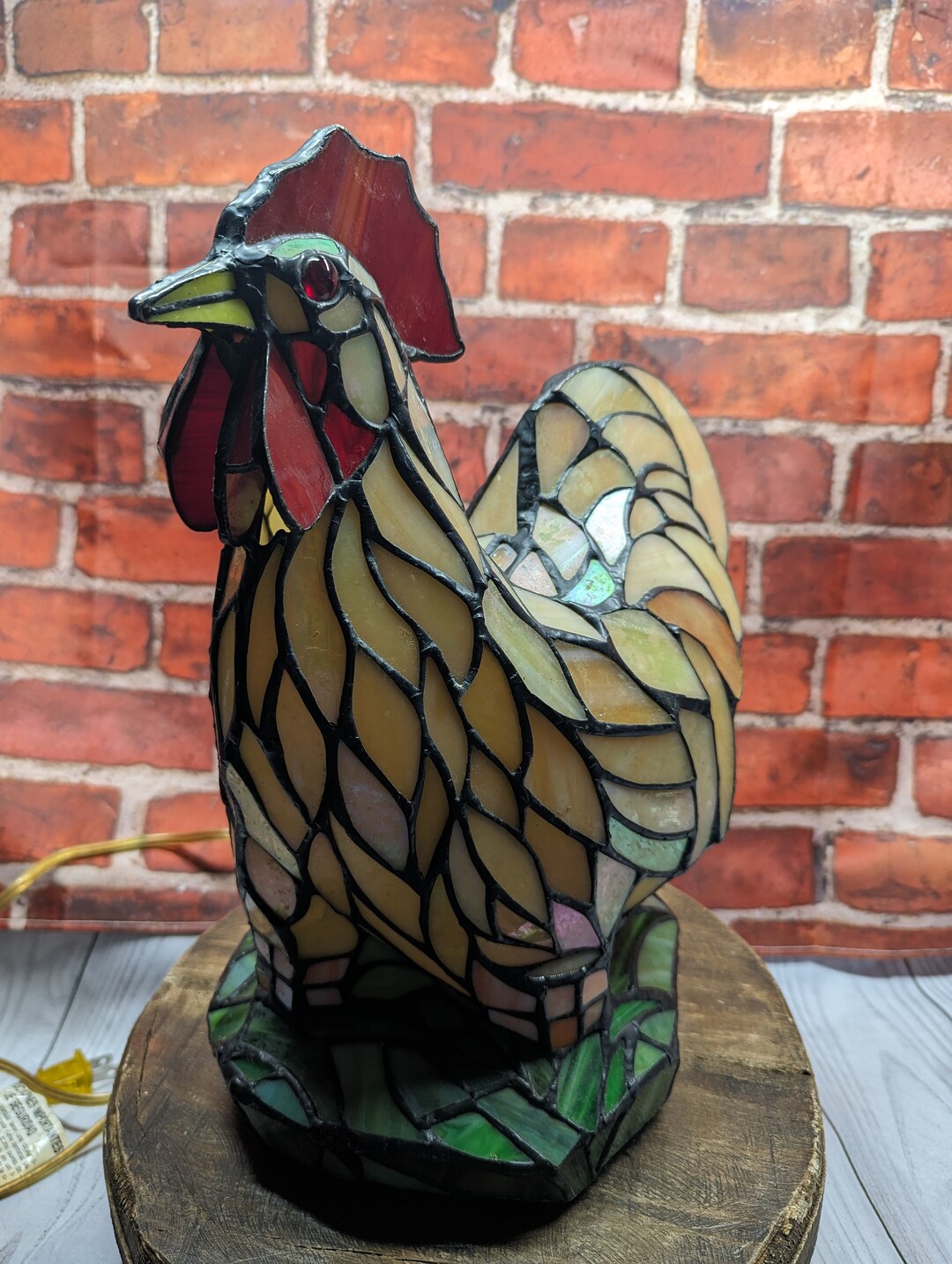 Very Good Tiffany Style Rooster Lamp Stain Panes Accent Table Decor Lamp Animal Farm Lamp Free ...