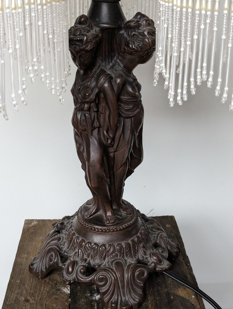 Excellent Ornate Victorian Style Lamp Nymphs With 3 Glass Etsy