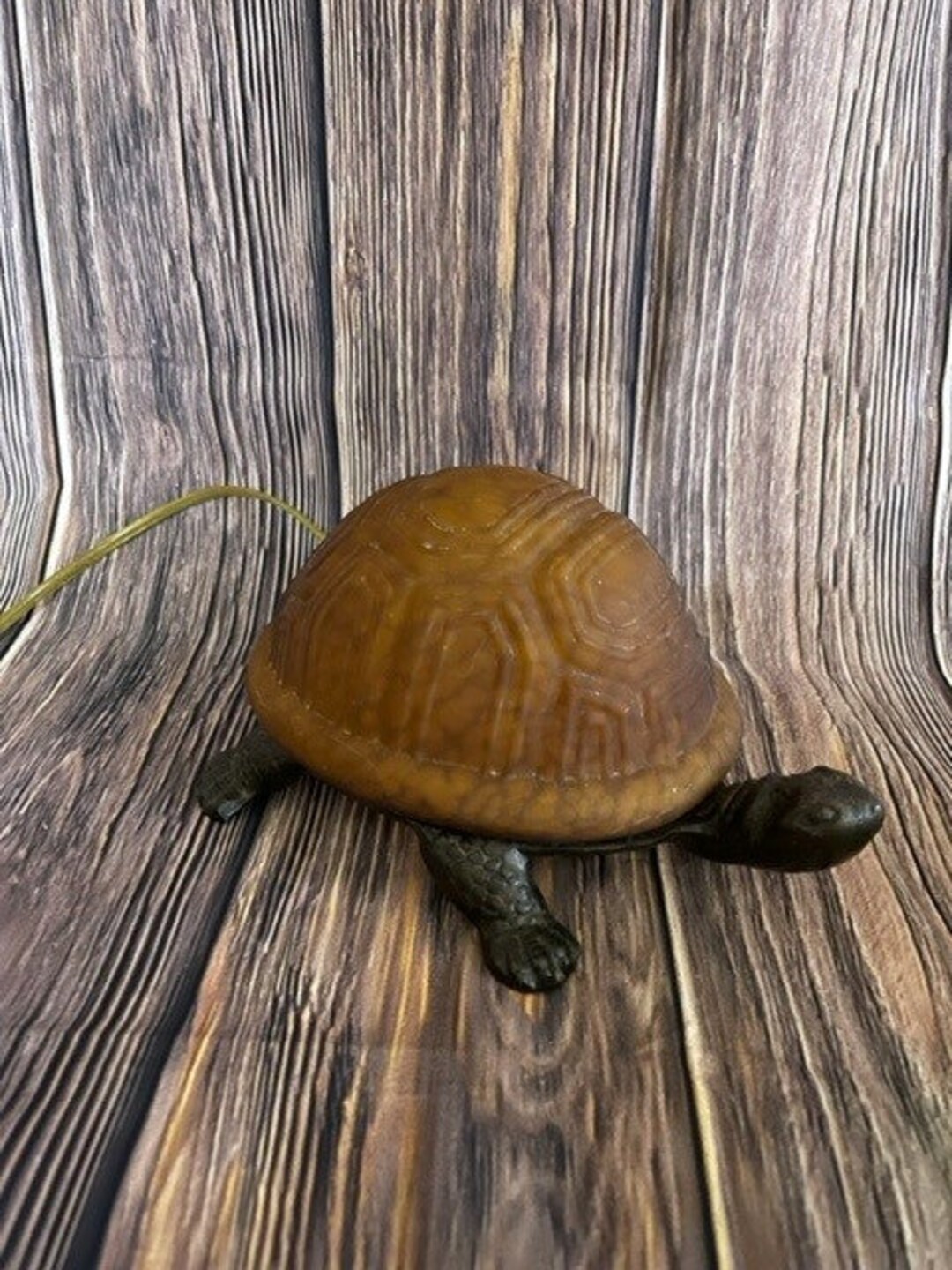 Tiffany Style Turtle Tortoise Amber Orange Lamp Accent Night Light End ...