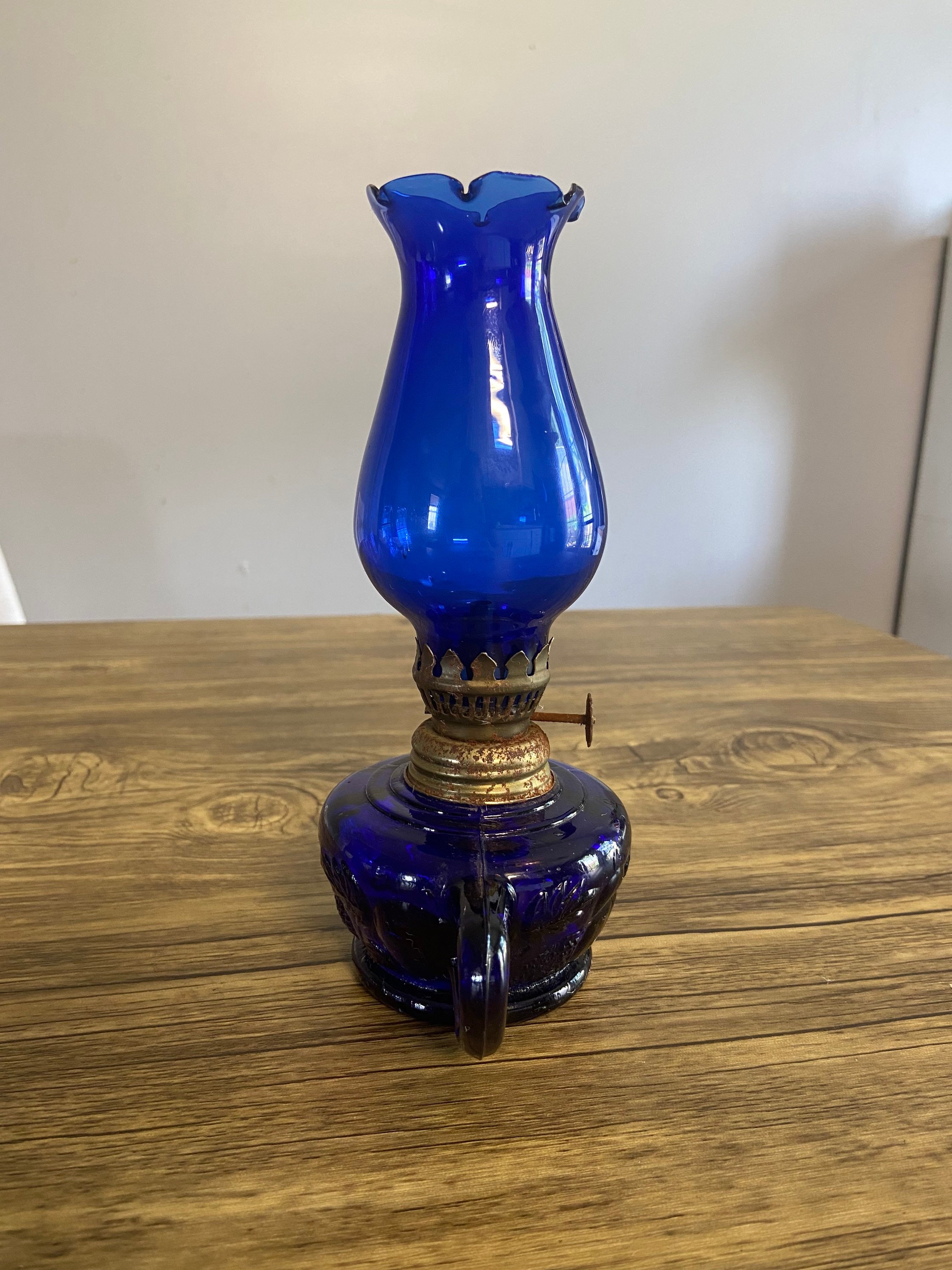 Vintage 50s Antique Cobalt Blue Glass Kerosene Oil Finger Lamp - Etsy
