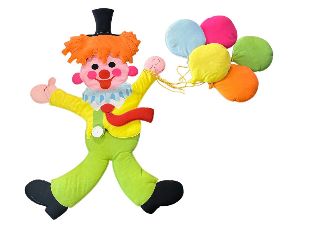 Vintage 1984 the Dolly Toy Co Vibrant Clown With Balloons Wall - Etsy