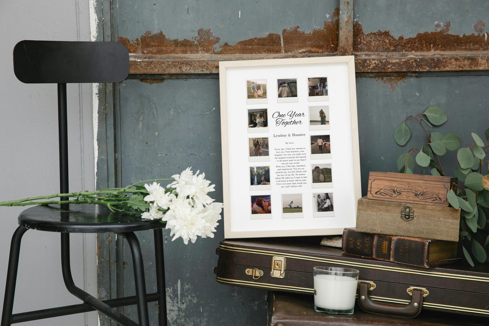 Custom Polaroid Frame Anniversary Template, 1 Year Anniversary Gift ...