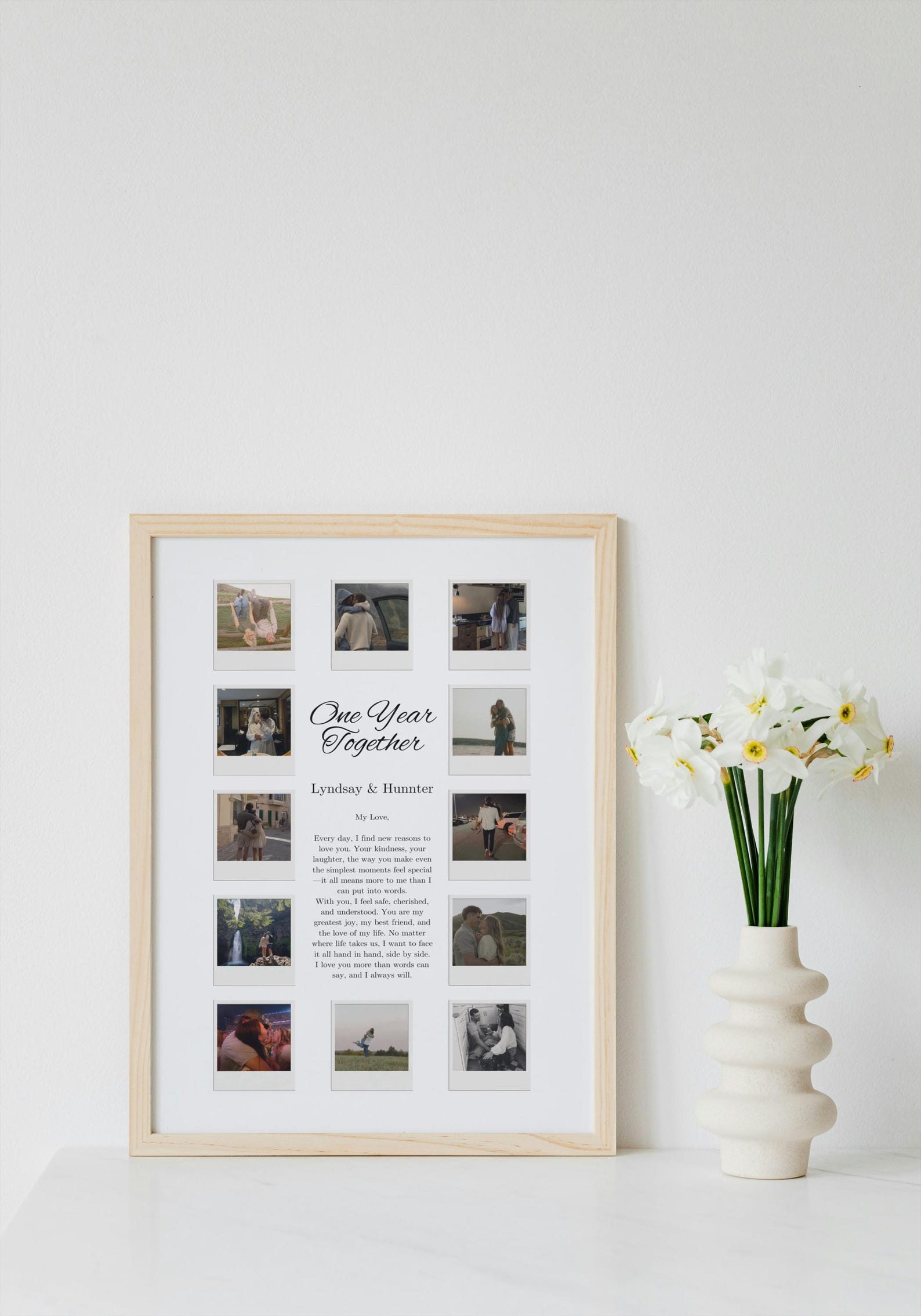Custom Polaroid Frame Anniversary Template, 1 Year Anniversary Gift ...