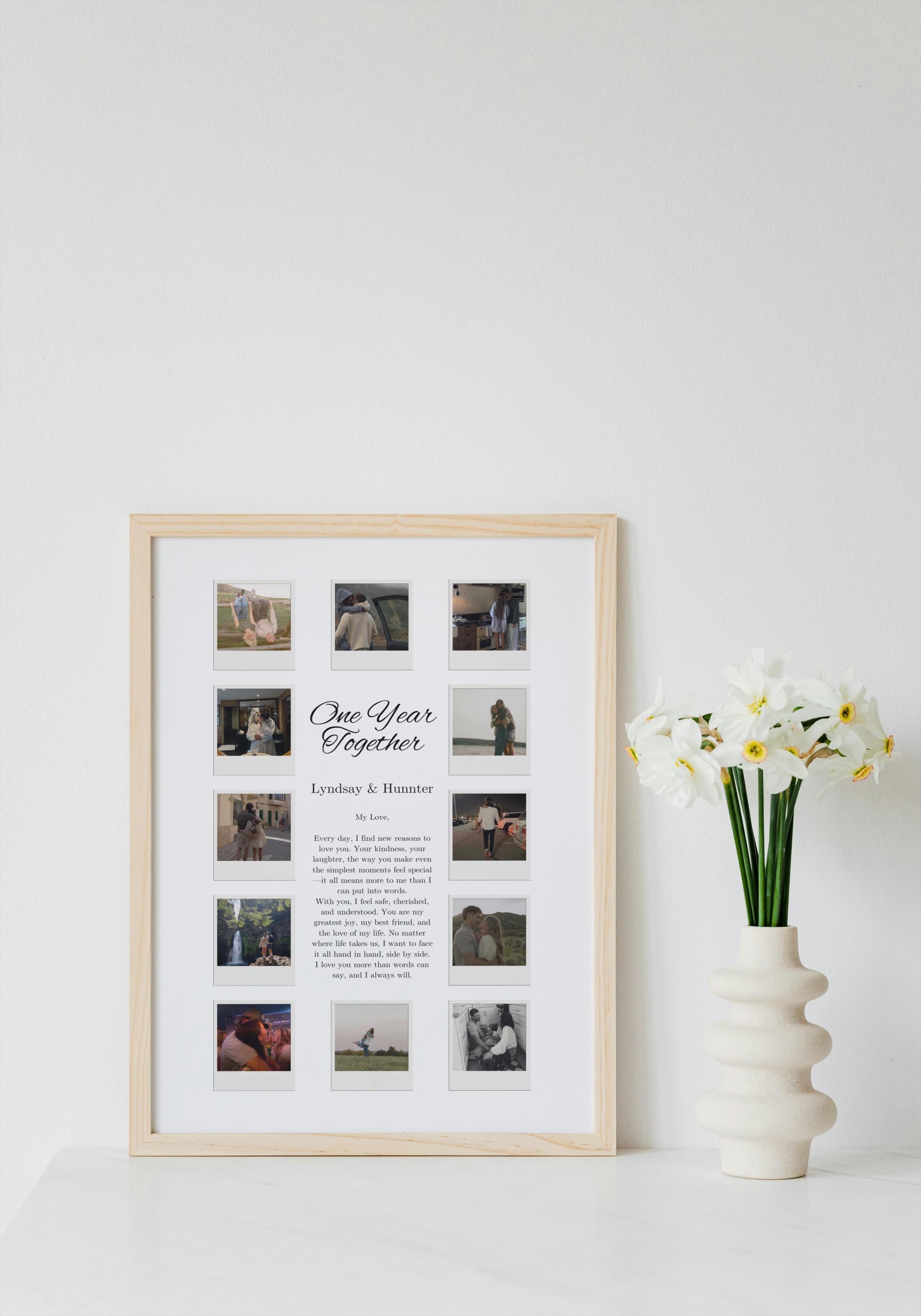 Custom Polaroid Frame Anniversary Template, 1 Year Anniversary Gift ...