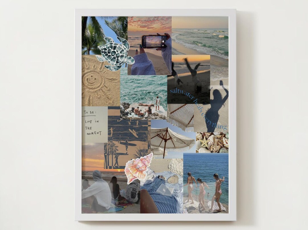 Beachy Aesthetic Vision Board Wall Art Inspirational Digital Collage - Etsy