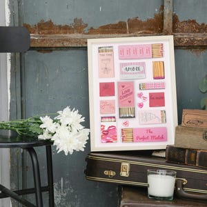 Vintage Pink Matchbox, Funky Aesthetic Print, Trendy Matchbook Poster ...