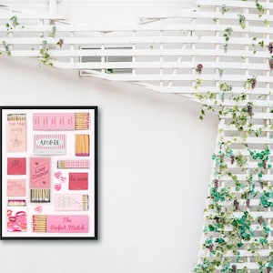 Vintage Pink Matchbox, Funky Aesthetic Print, Trendy Matchbook Poster ...