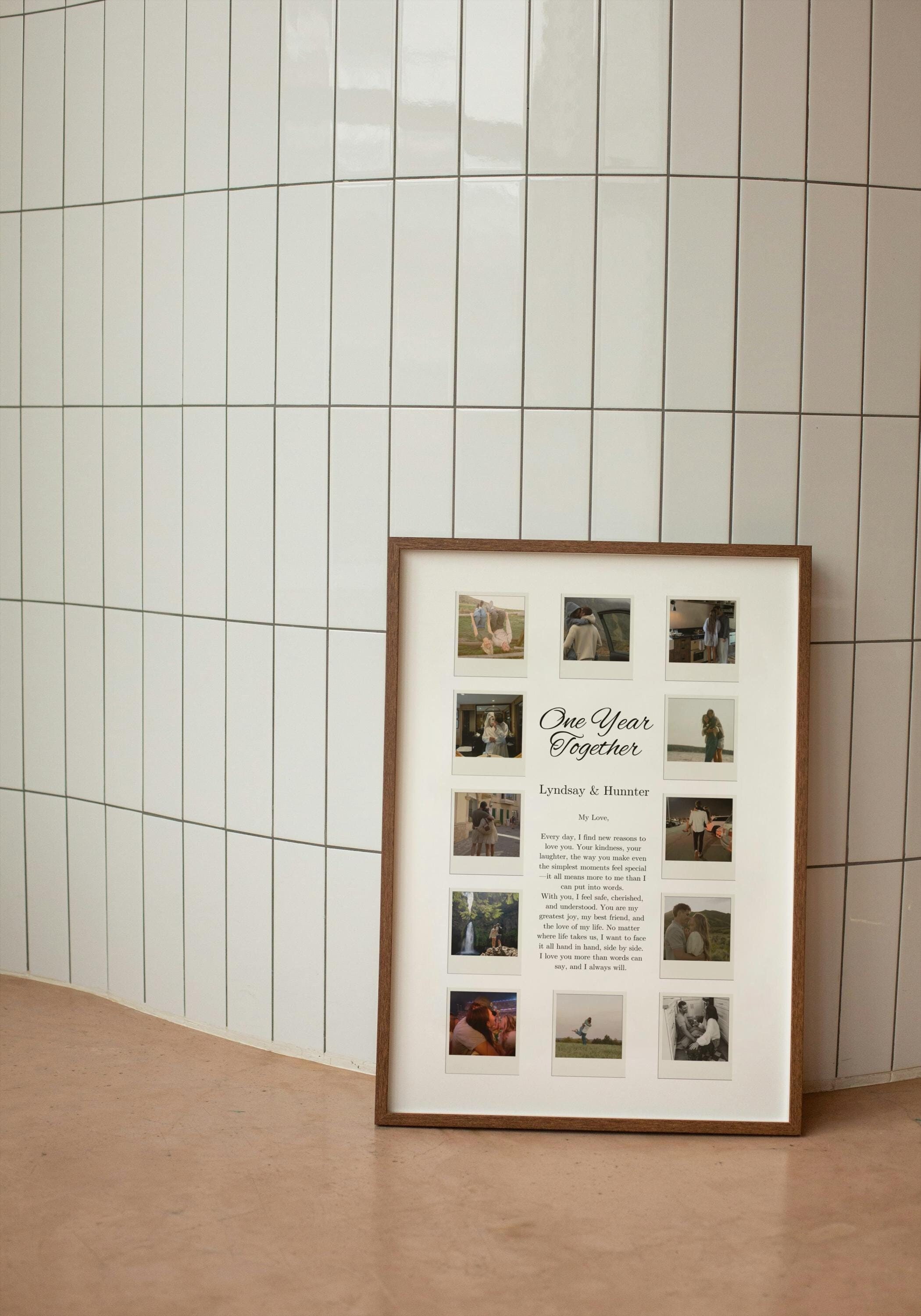 Custom Polaroid Frame Anniversary Template, 1 Year Anniversary Gift ...