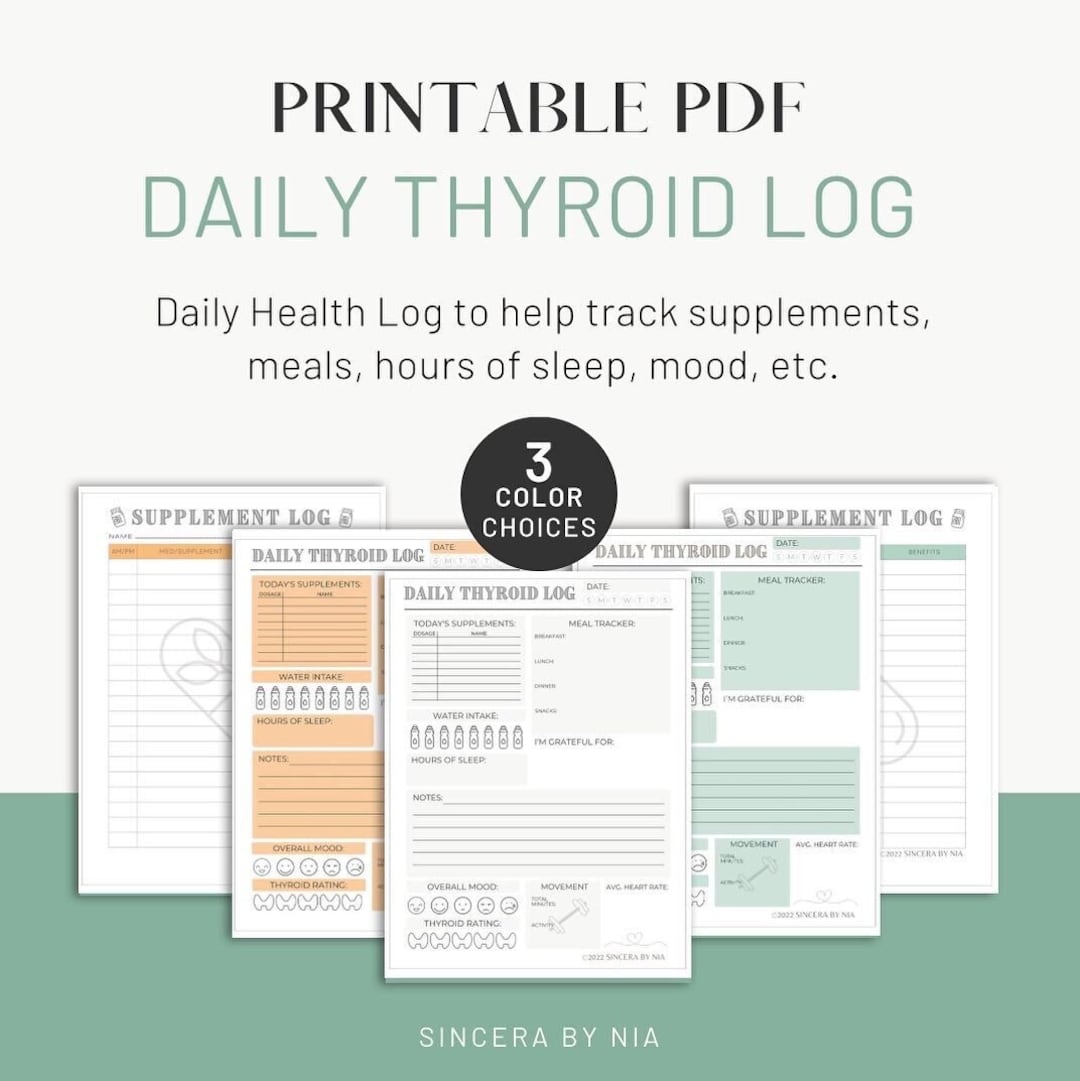 Daily Thyroid Health Tracker | Printable | Thyroid Health | Monitor ...