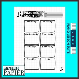 Piano Lesson Suite - Instant Download - Weekly Assignments, Recital ...