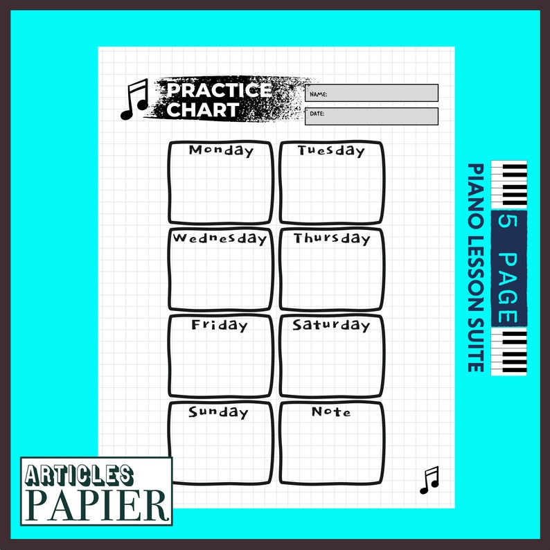 Piano Lesson Suite - Instant Download - Weekly Assignments, Recital ...