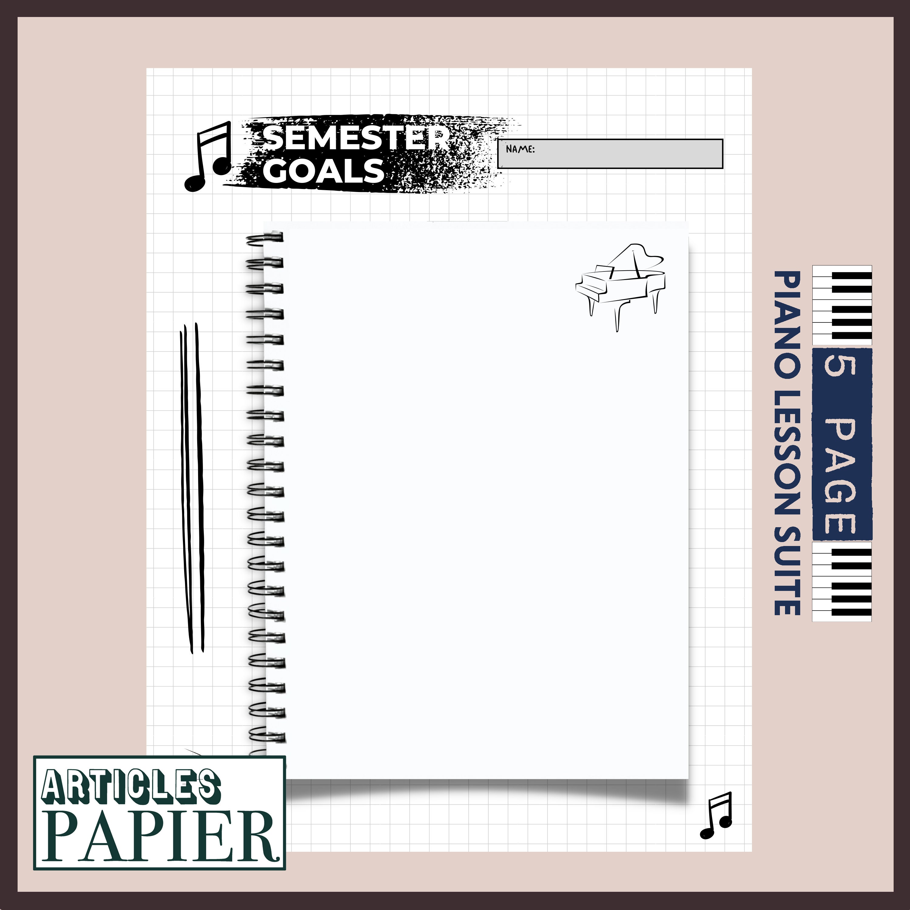 Piano Lesson Suite - Instant Download - Weekly Assignments, Recital ...