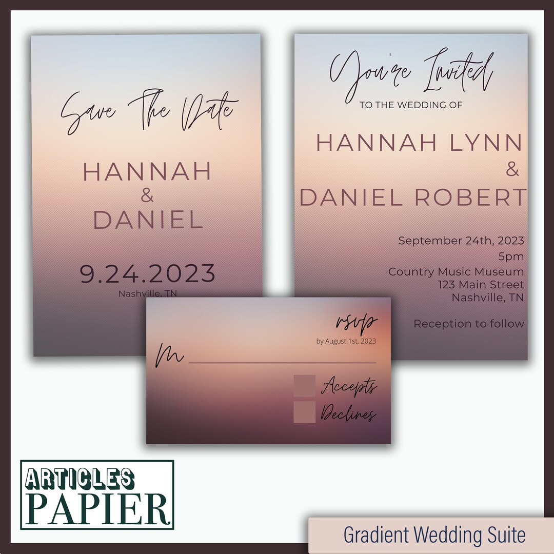 Simple Gradient Wedding Template - Instant Download - Editable! - Etsy