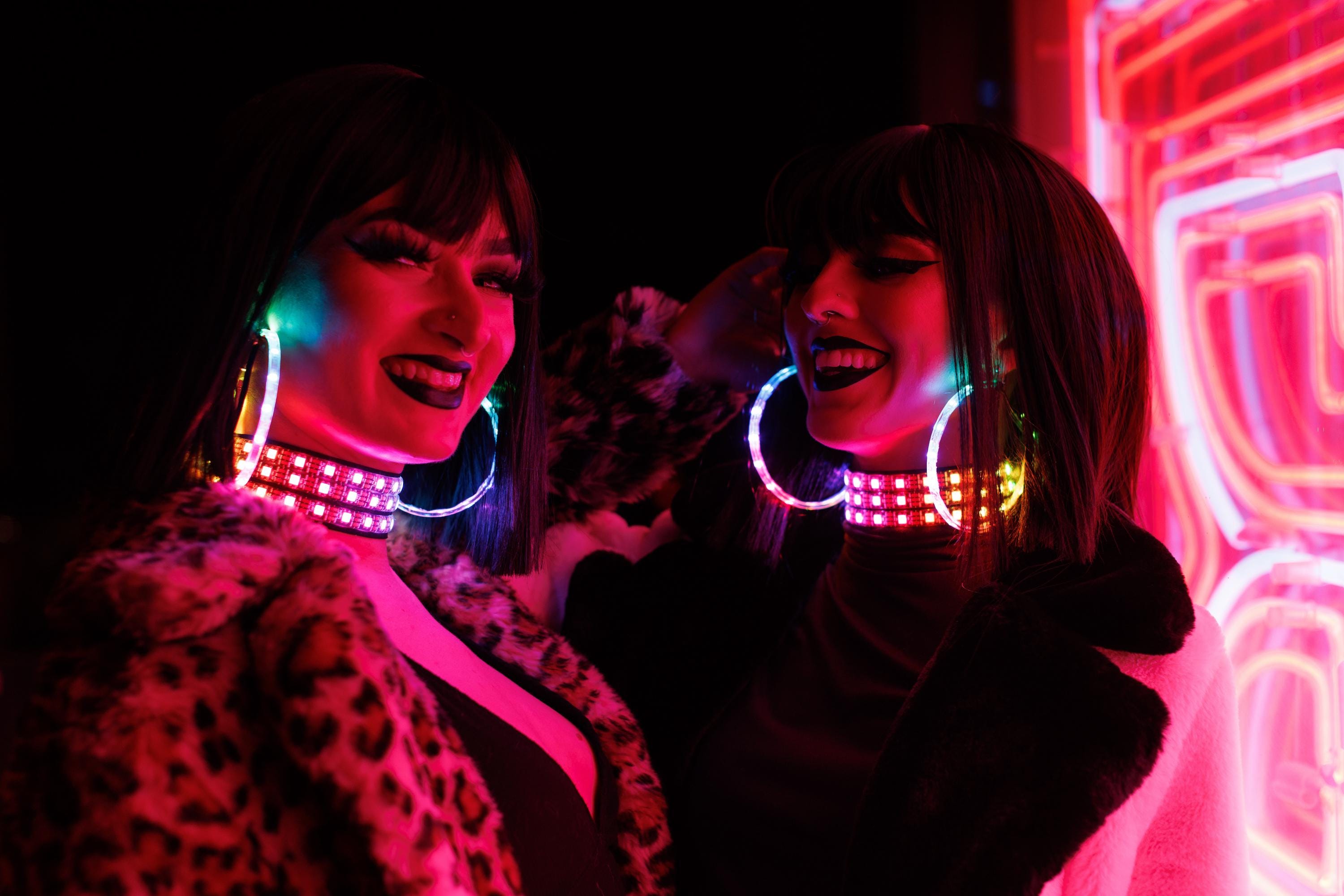 LED Sound Reactive Hoop Earrings / Optional Matching Choker Necklace ...