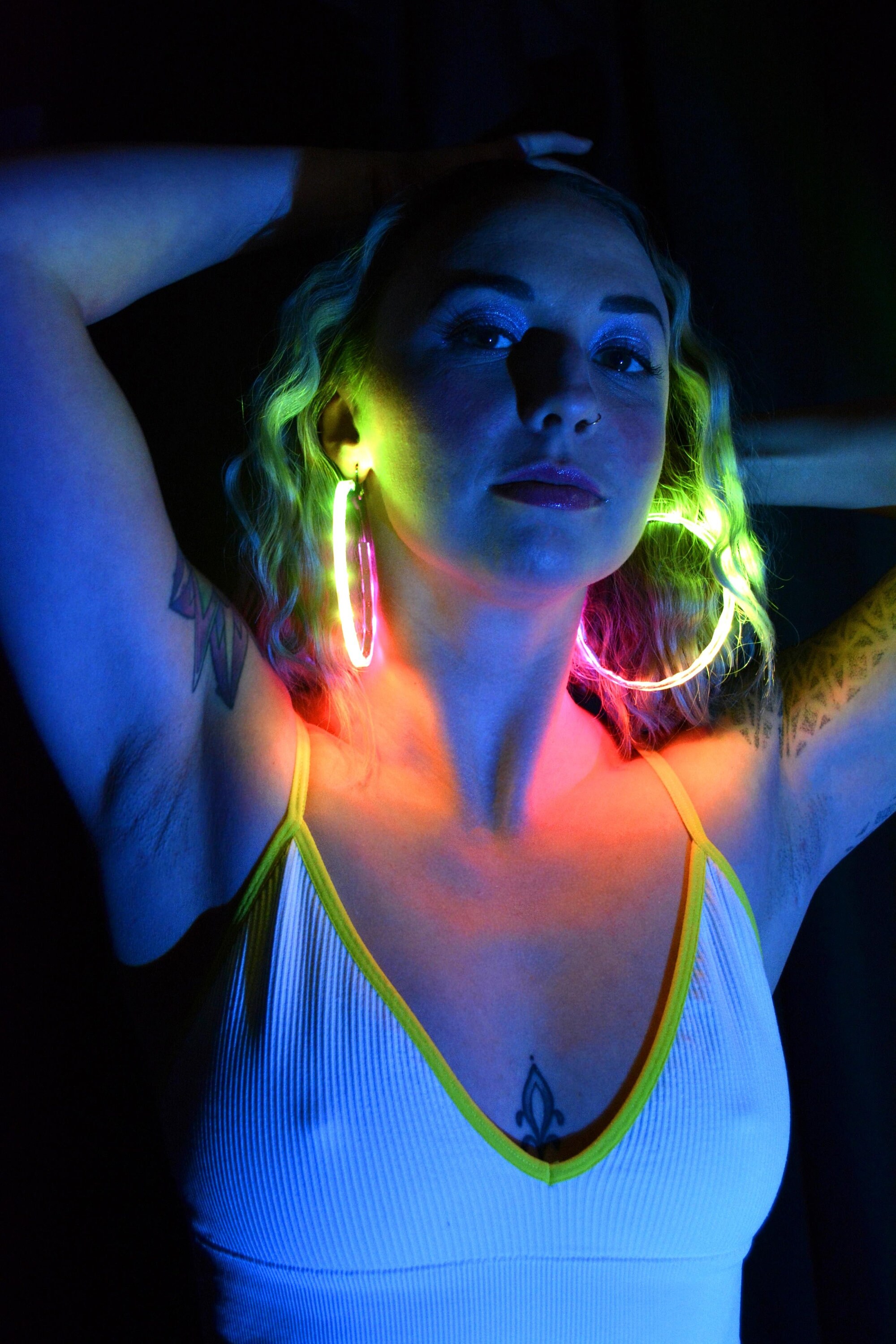 LED Sound Reactive Hoop Earrings / Optional Matching Choker Necklace ...