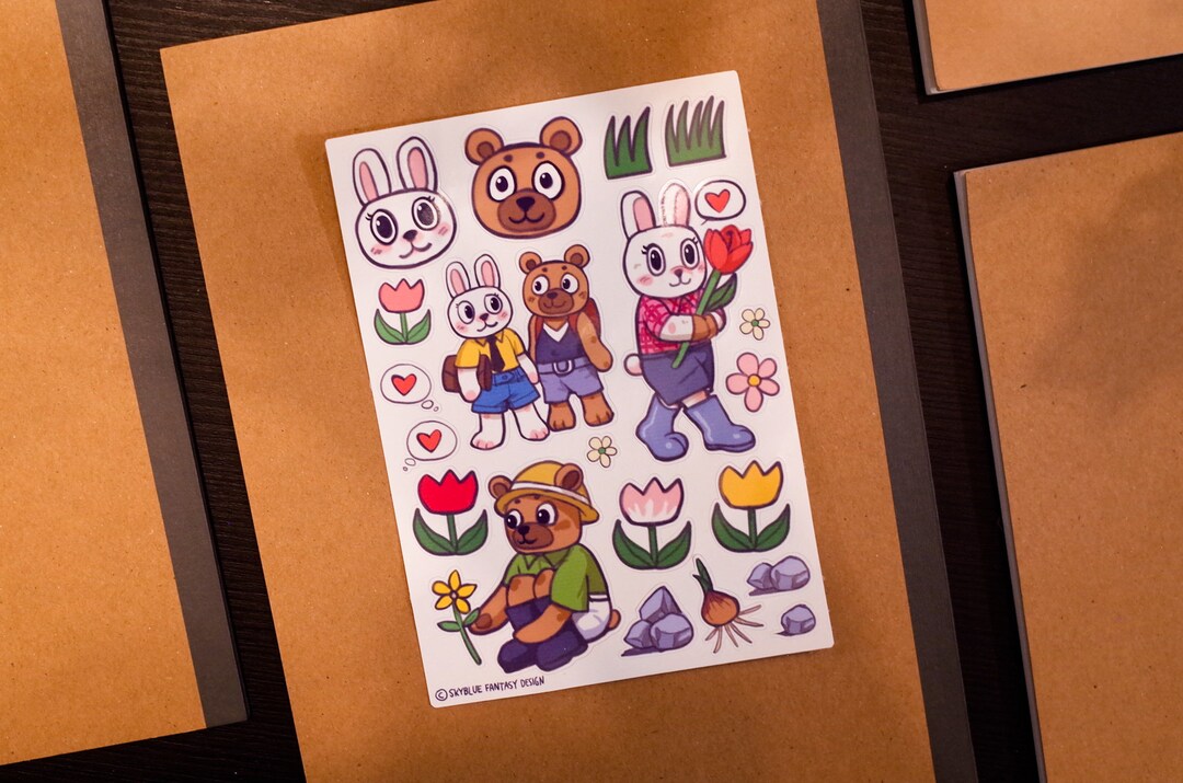 Cute Benny and Bear Vinyl Sticker Sheet - Animal Family Series - - Etsy