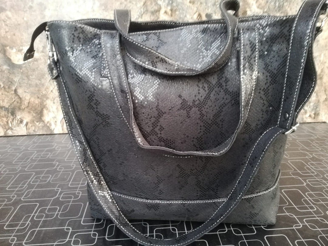 Women Tote Bag Handmade Designer Texture Shine Black Handbag - Etsy