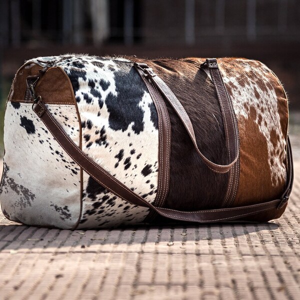 Cowhide Travel Bag - Etsy