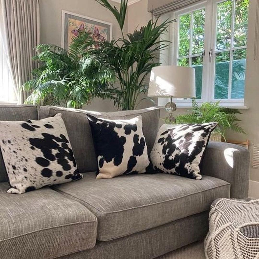 Black and White Cowhide Cushion Cover Cowhide Pillow Cover - Etsy