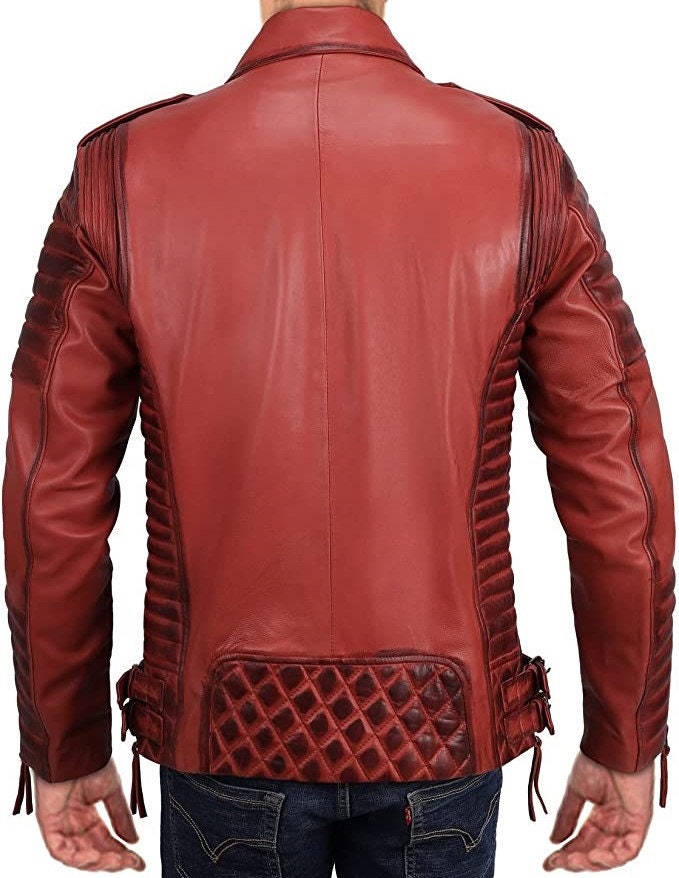 Men Fight Club Jacket Mens Red Leather Jacket Hand Made Real - Etsy