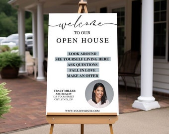 Realtor Minimalist Open House Sign | Digital Template | Realtor Canva ...