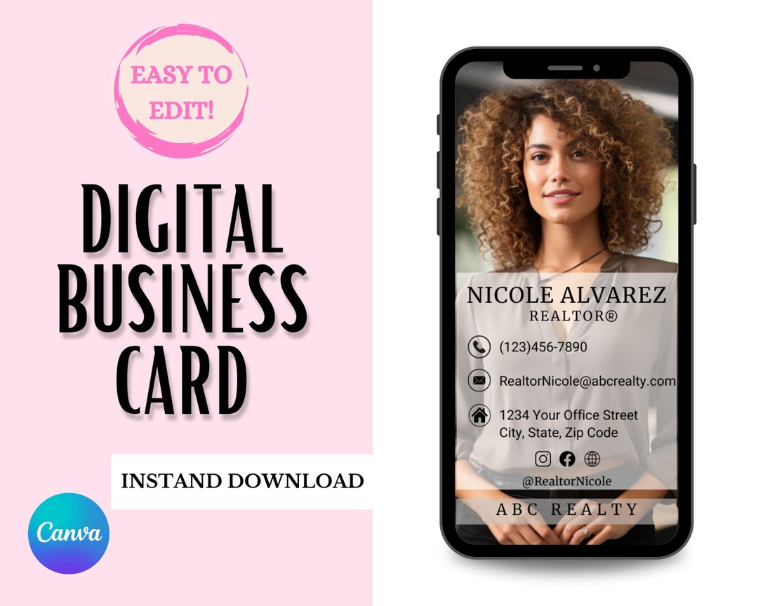 Digital Business Card Realtors | Canva Template | Realtor Marketing ...