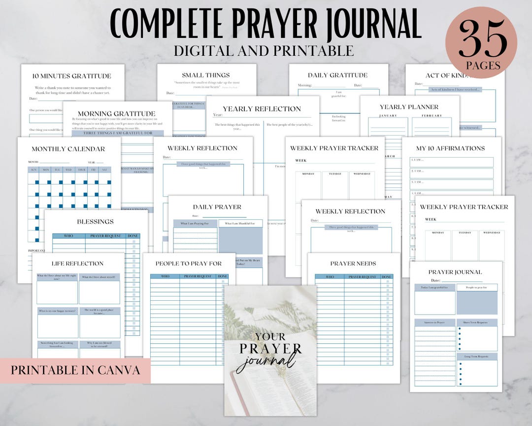 Ultimate Prayer Journal, Printable Prayer Log, Prayer Tracker, Canva ...