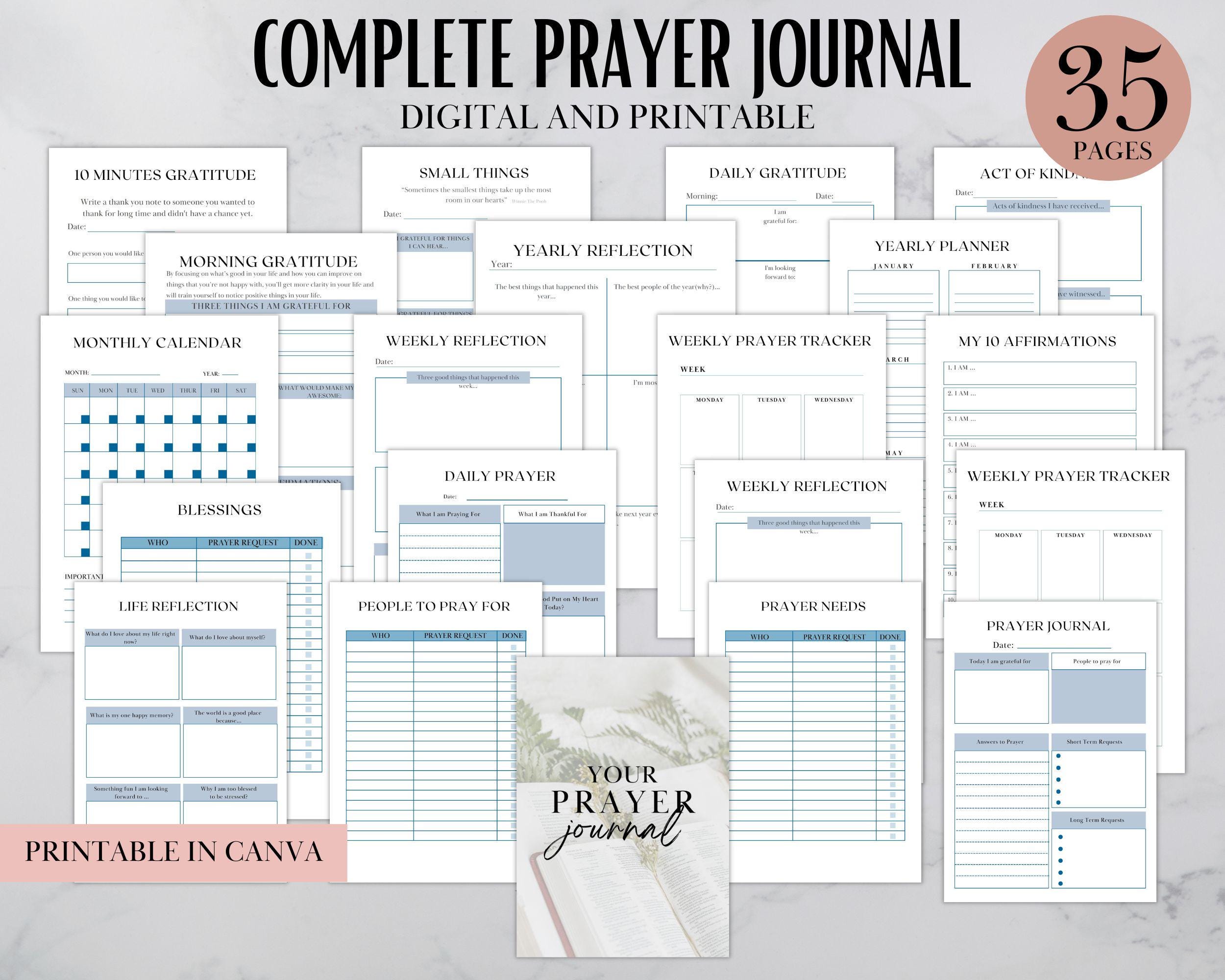 Ultimate Prayer Journal, Printable Prayer Log, Prayer Tracker, Canva ...