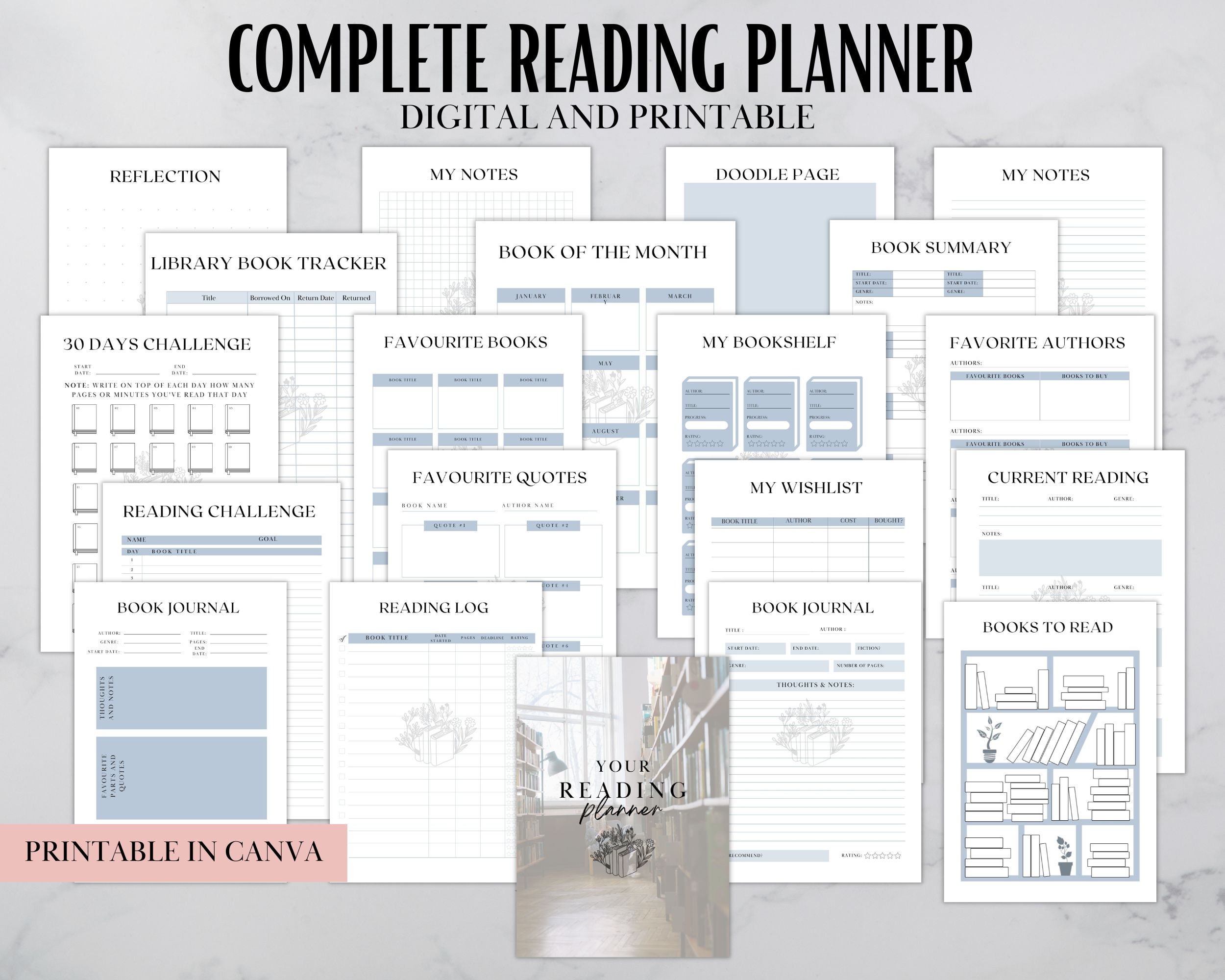 Ultimate Digital Reading Planner, Printable Book Log, Book Tracker ...