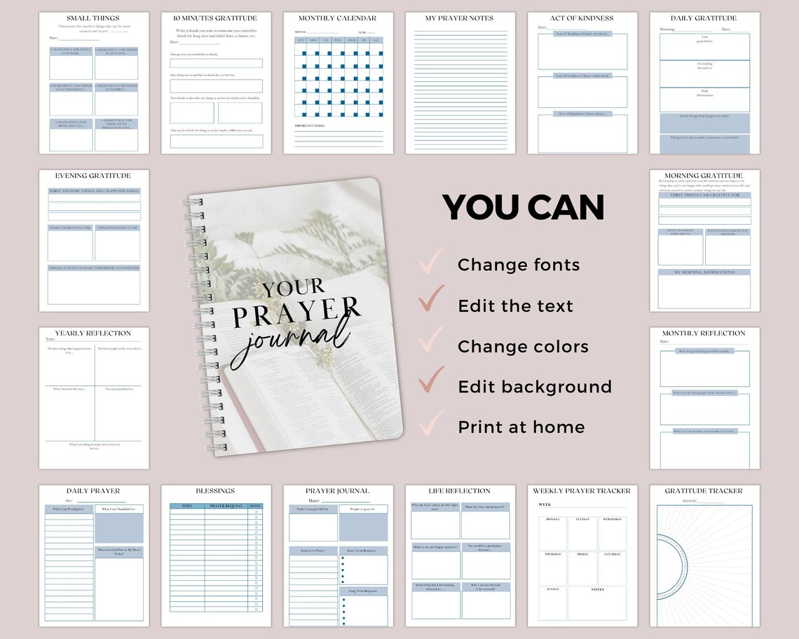 Ultimate Prayer Journal, Printable Prayer Log, Prayer Tracker, Canva ...