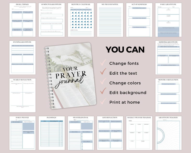 Ultimate Prayer Journal, Printable Prayer Log, Prayer Tracker, Canva ...
