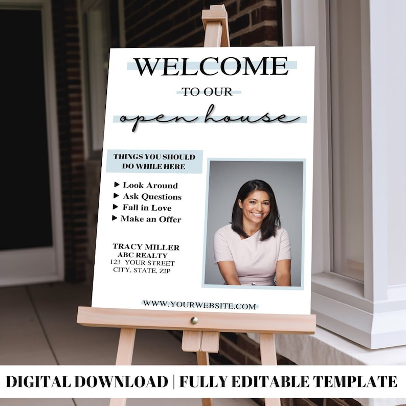 Realtor Minimalist Open House Sign | Digital Template | Realtor Canva ...