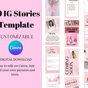 30 Pink IG Stories Template for Small Business | Digital Templates ...
