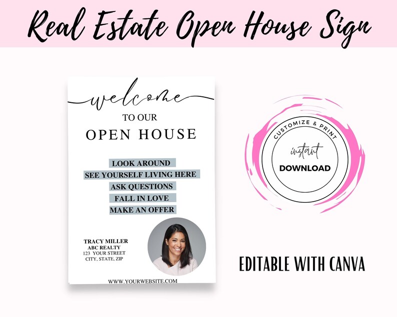 Realtor Open House Sign | Digital Template | Real Estate Template ...