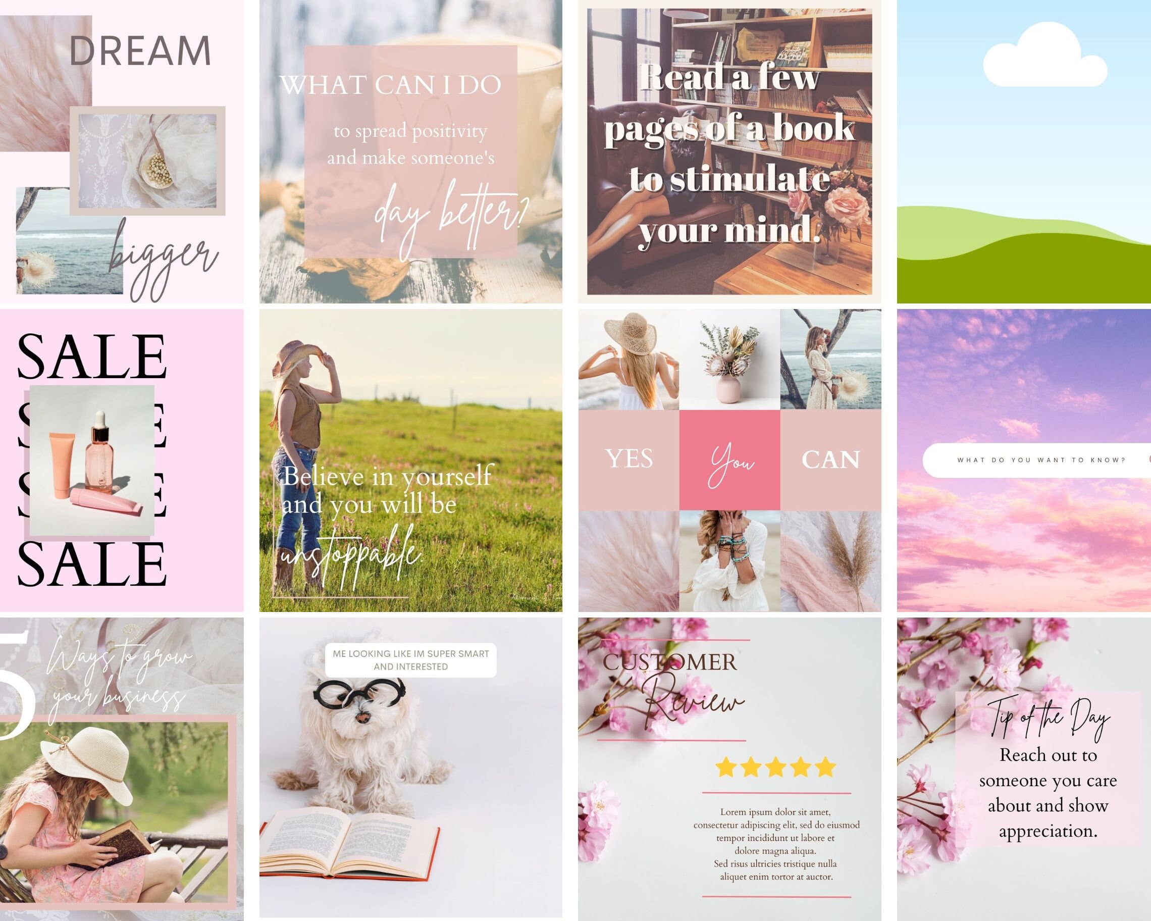 100 Pink IG Template for Small Business | Digital Templates | Social ...
