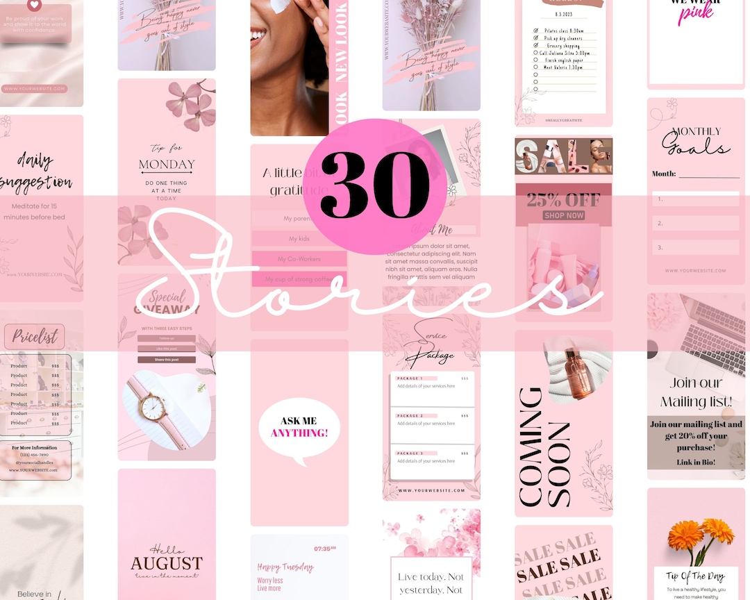 30 Pink IG Stories Template for Small Business | Digital Templates ...