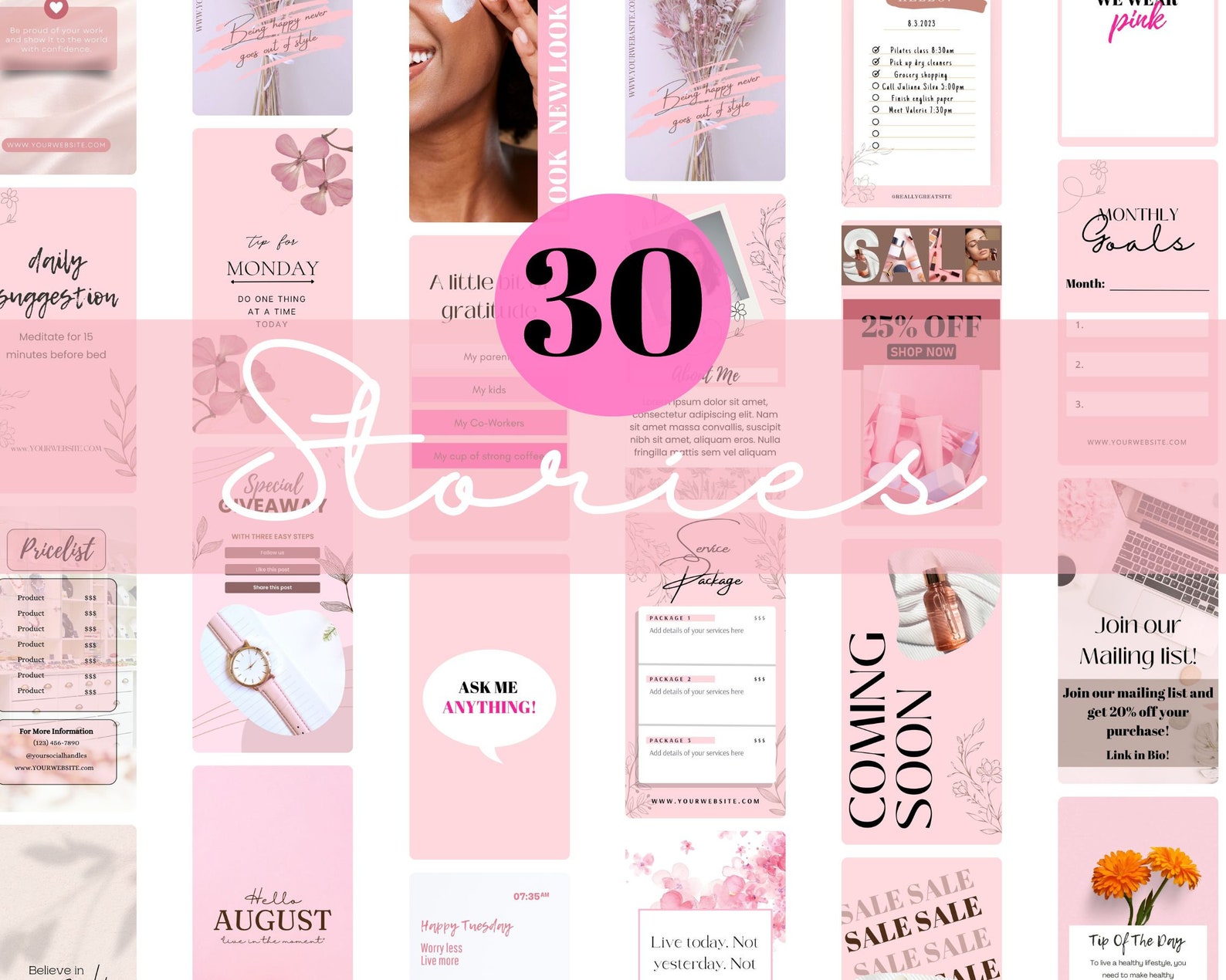 30 Pink IG Stories Template for Small Business | Digital Templates ...