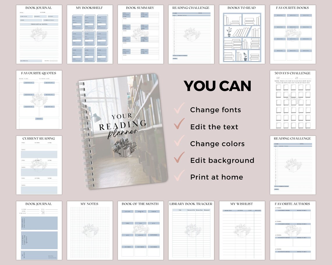 Ultimate Digital Reading Planner, Printable Book Log, Book Tracker ...