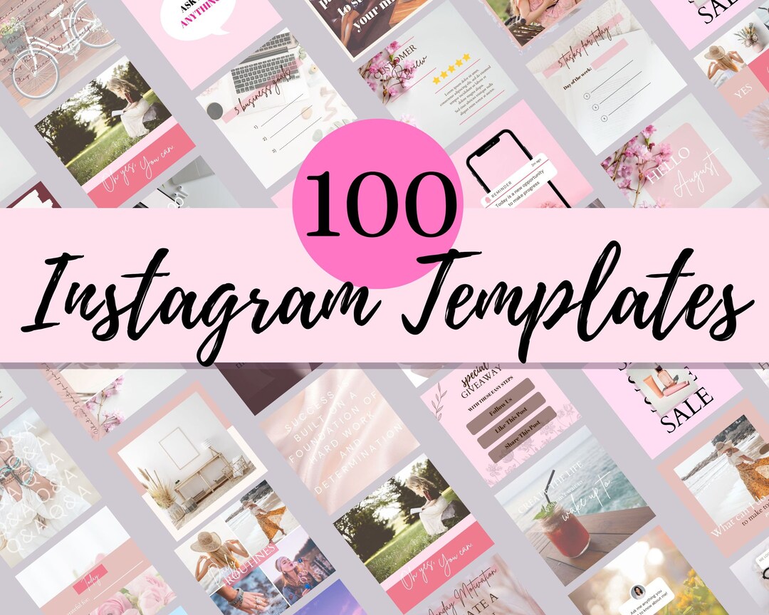 100 Pink IG Template for Small Business | Digital Templates | Social ...