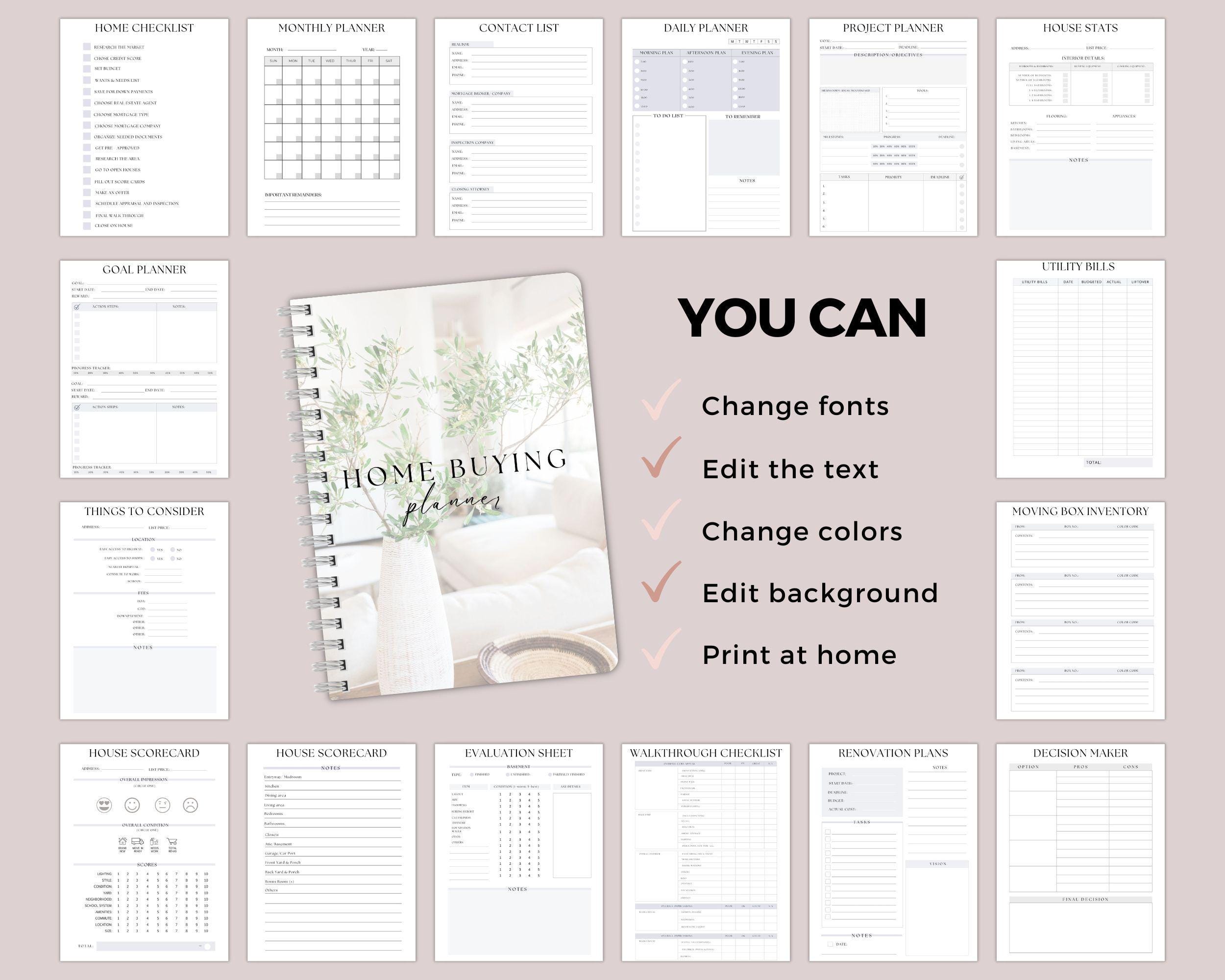 Ultimate Home Buying Planner, Printable Home Owner Planner, Printable ...