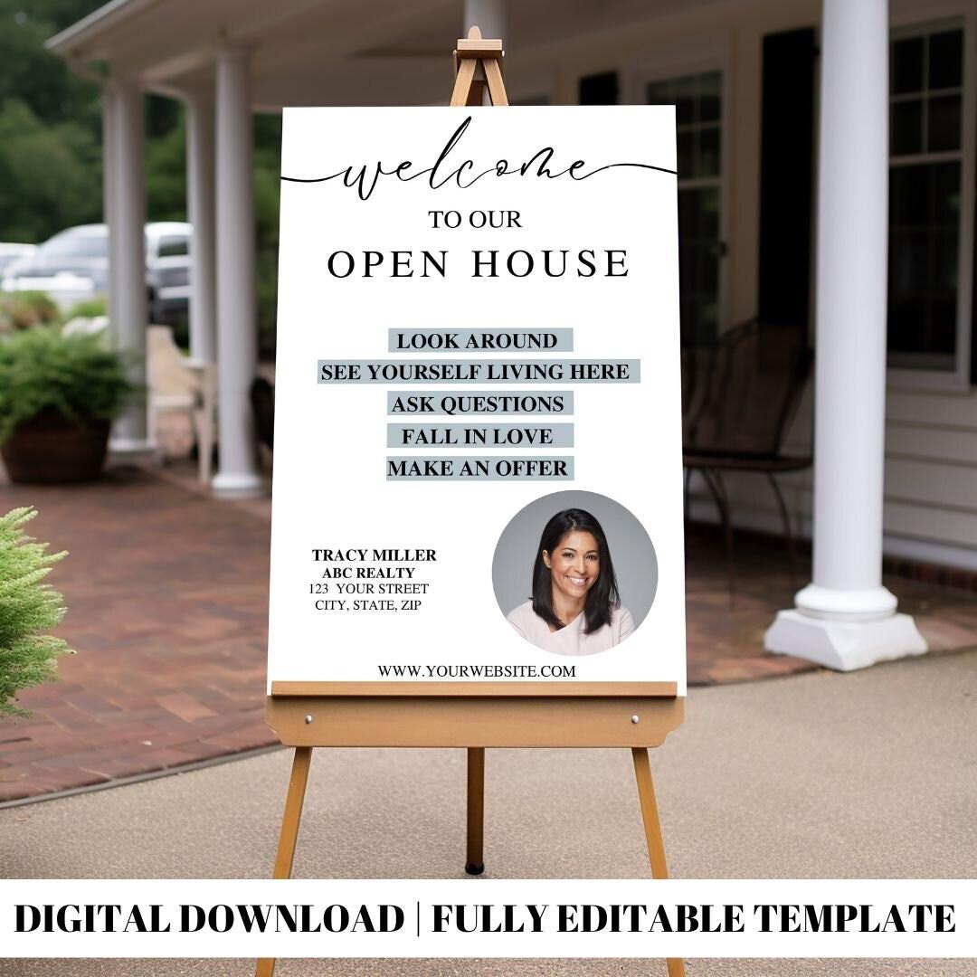 Realtor Open House Sign | Digital Template | Real Estate Template ...