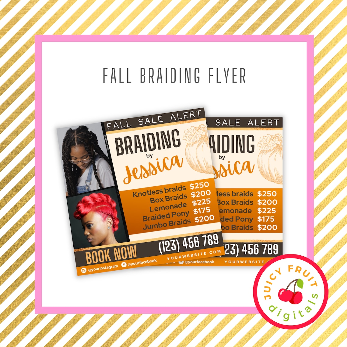 DIY Hair Braiding Flyer Braids Hair Salon Flyer Braid Business ...